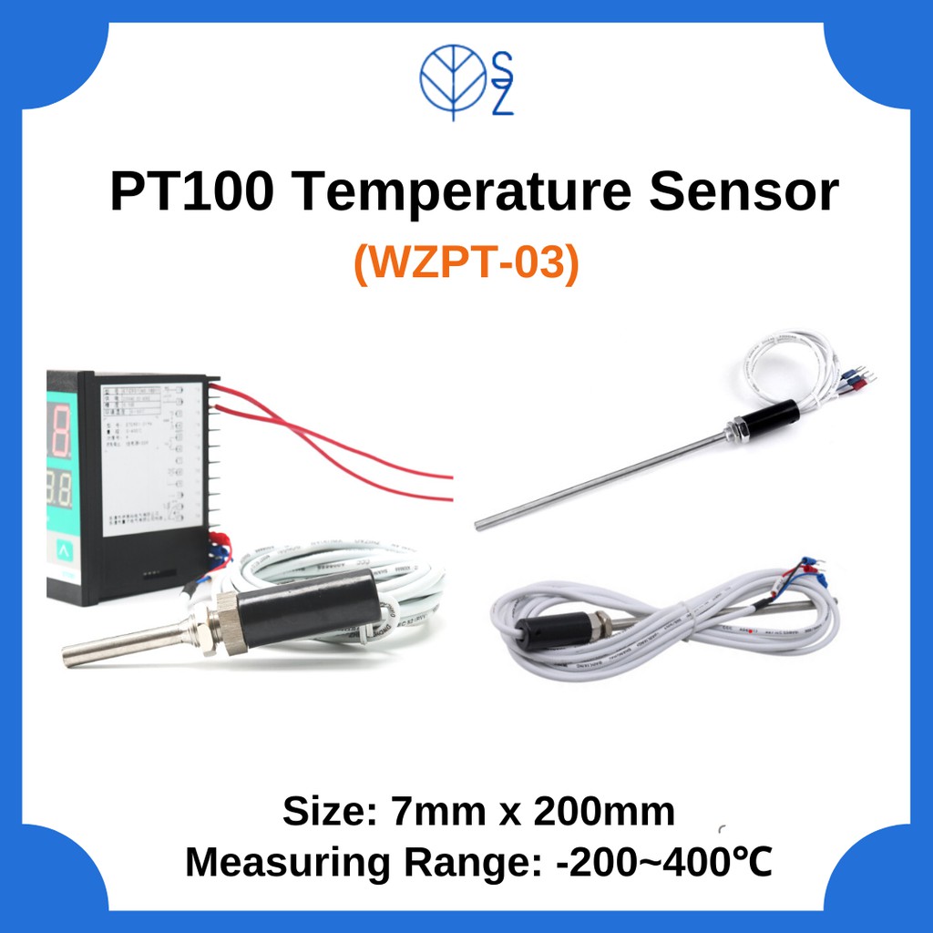 PT100 Temperature Sensor / Waterproof Probe-type Thermal Resistance 7*200mm (WZPT-03) | Shopee ...