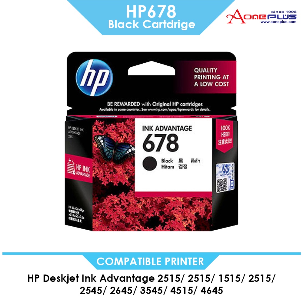 HP 678 Original Black Ink Advantage Cartridge - CZ107AA | Shopee Malaysia