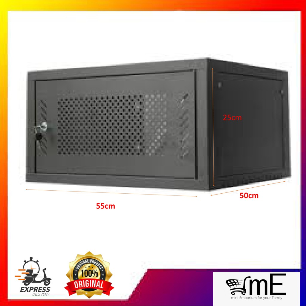 Server Rack 4U / 6U Wall Mount Type with Perforated Door & 3 Power Socket Black Epoxy Powder ...