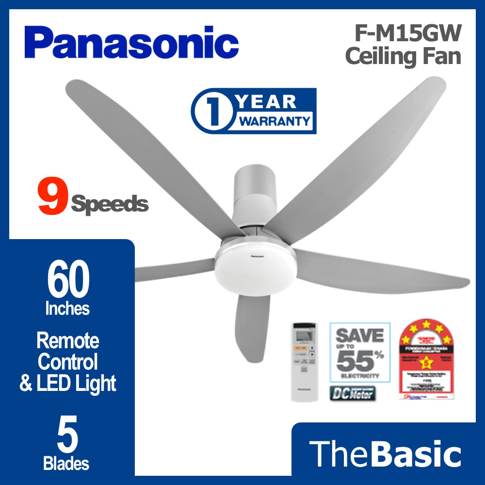 PANASONIC 60" LED Lighting 5 Blades DC Motor Ceiling Fan Kipas Siling ...