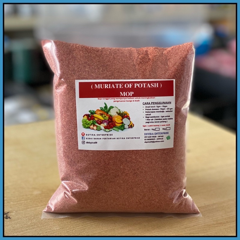 Baja Buah & Bunga Tunggal MOP 60% ( Muriate Of Potash) 1kg | Shopee ...