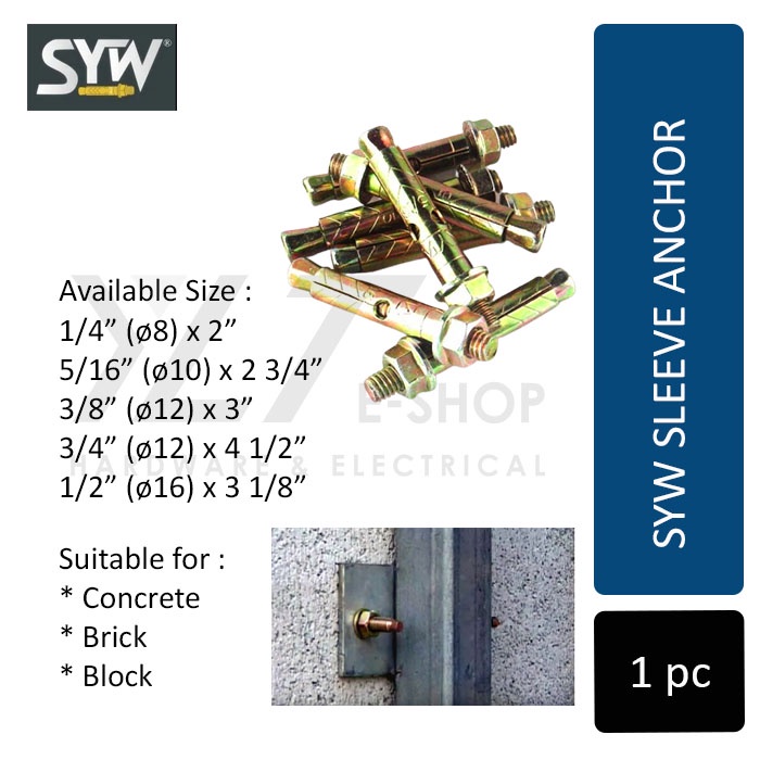 SYW Wall Plug Sleeve Anchor with Flange Nut / Wall plug besi | Shopee ...