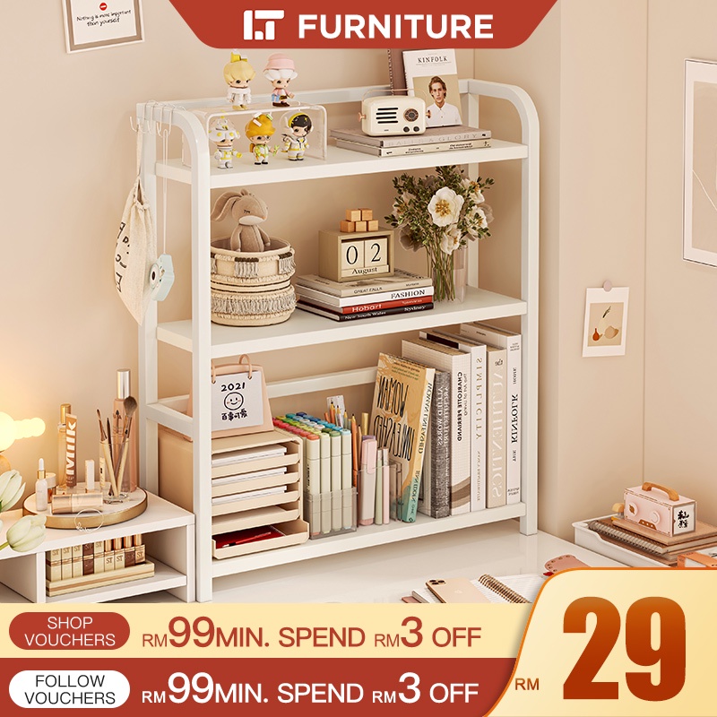 Desktop Shelf Organizer Multipurpose Bookshelf Desktop Rack Rak Buku ...