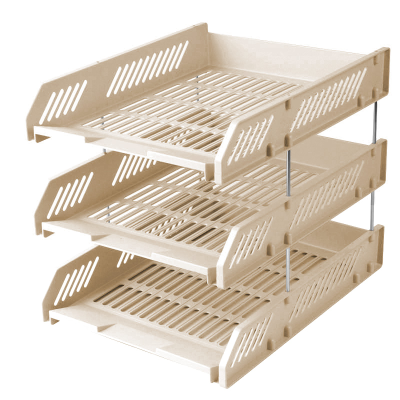 ☼≠File box办公文件资料框Deli file rack desktop file storage rack three-layer ...