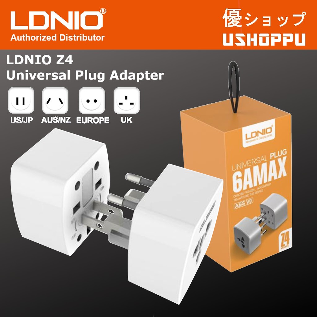 LDNIO Z4 Universal Plug Adapter with UK/EU/US/AU Pin & 2 Universal ...