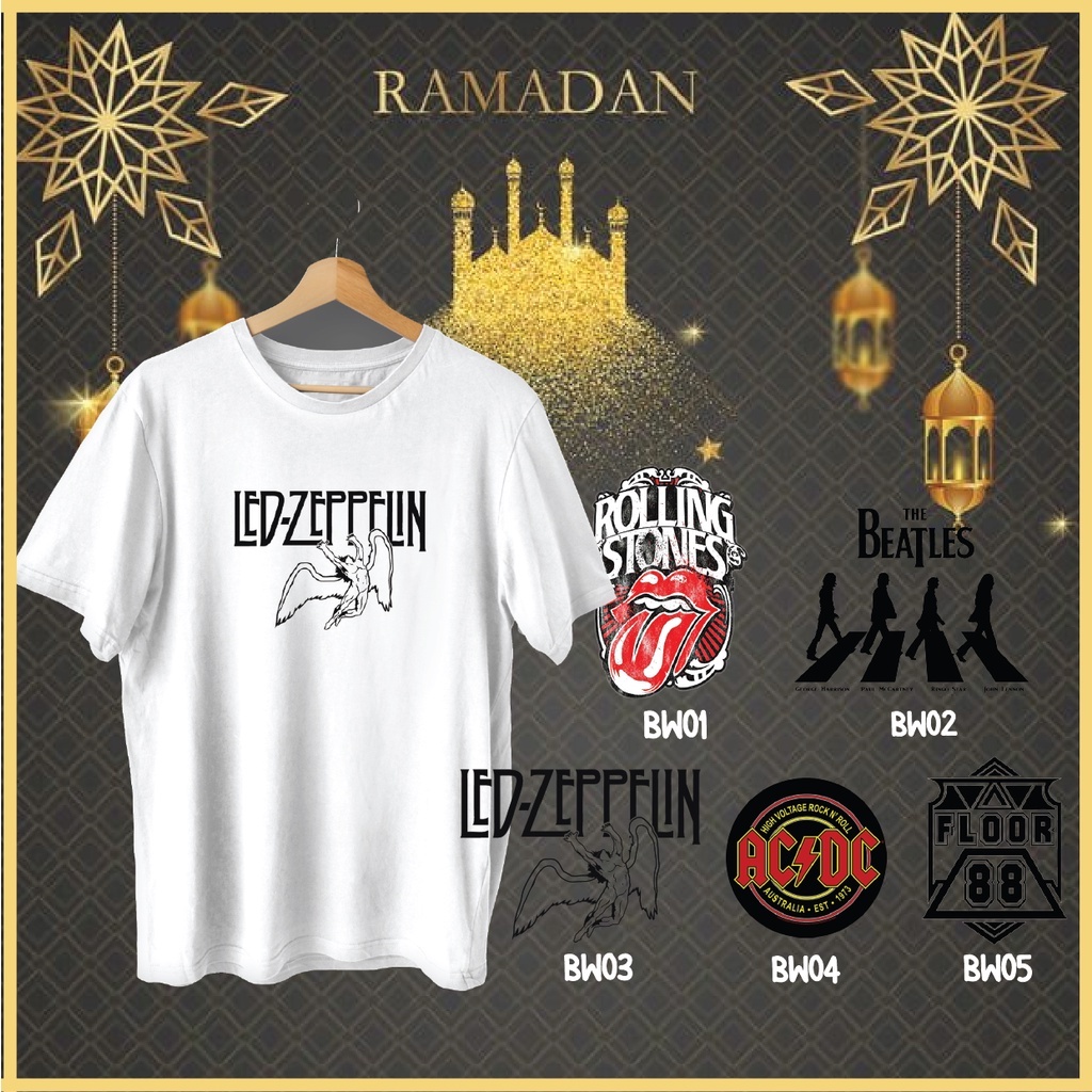 Baju Raya Gaya Rock Band White Tee Design Baju Putih Beatles Rolling ...
