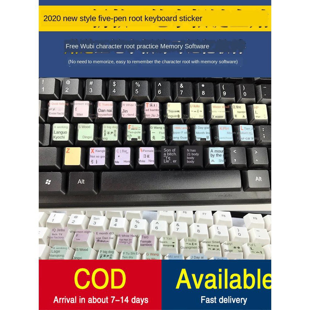 Keyboard cover Wubi stickers for laptop typing learning root table font ...