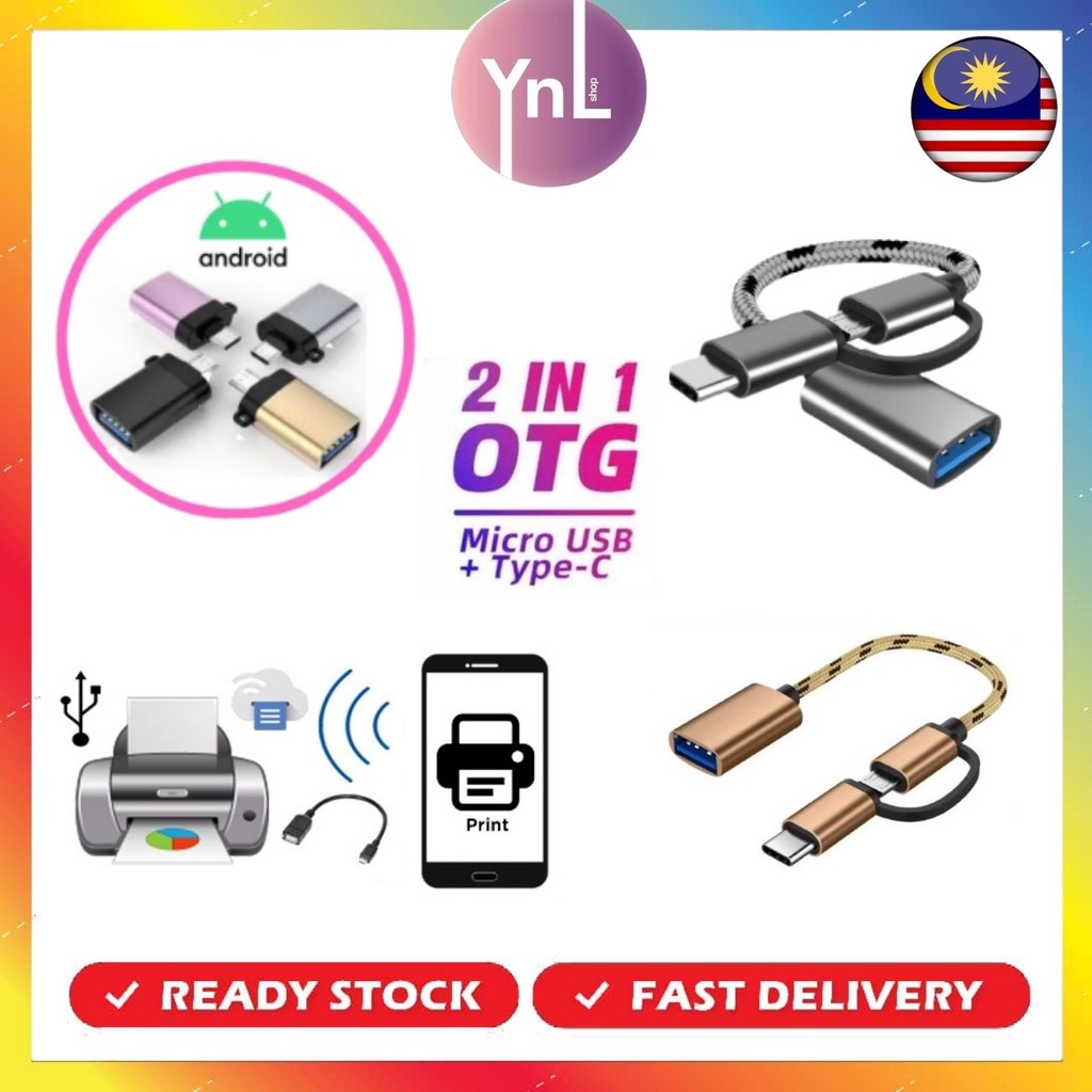 Type-C OTG + Micro 2 in 1 USB OTG Adapter for Android Smart Phone ...