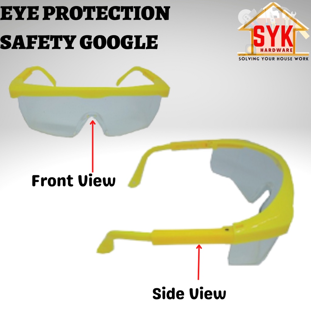 SYK Safety Googles Eyewear Yellow Frame Eyes Protection Clear Colour ...