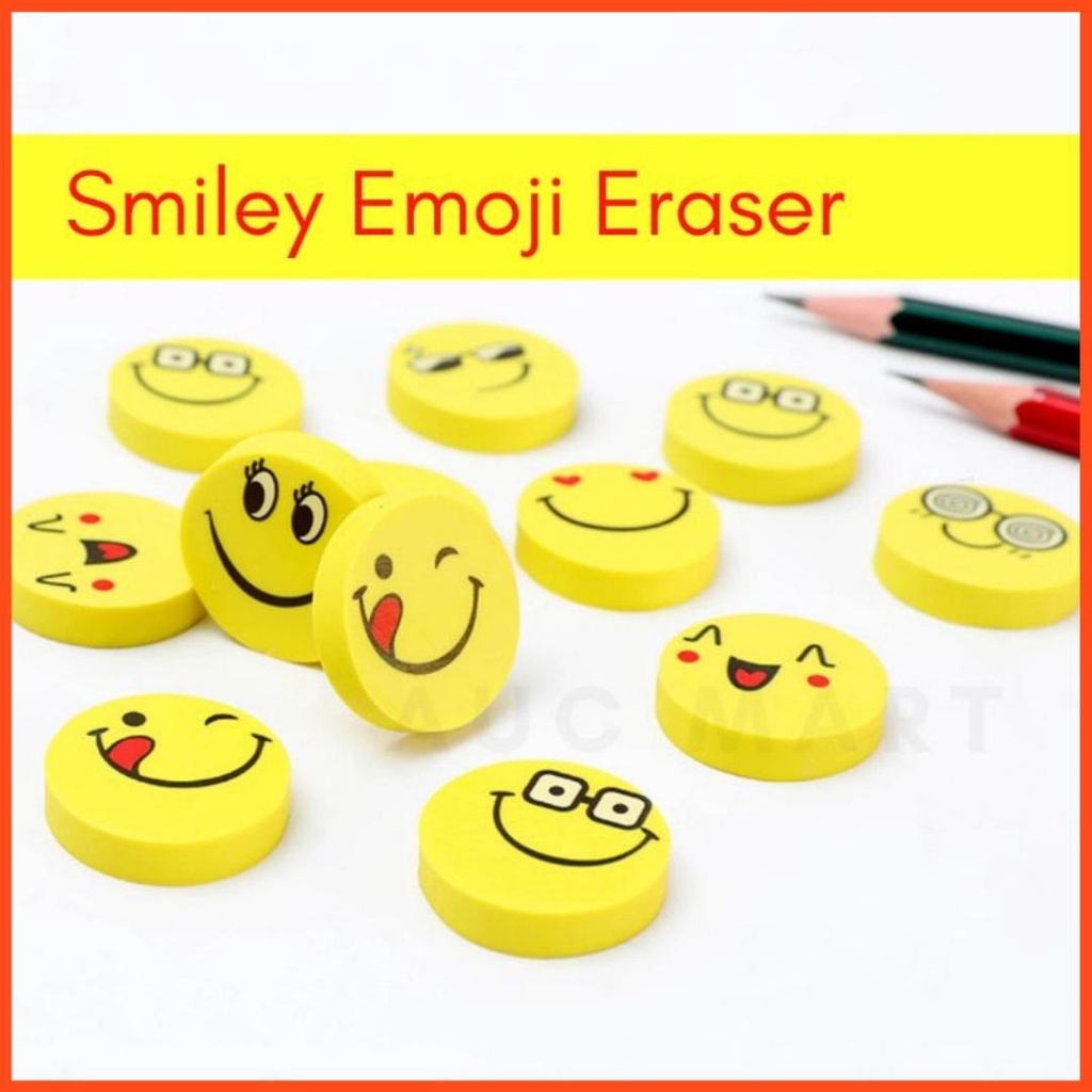 Cute Eraser / Smiley Emoji / Pemadam Pensil Comel Kids / Cute Emoticon ...