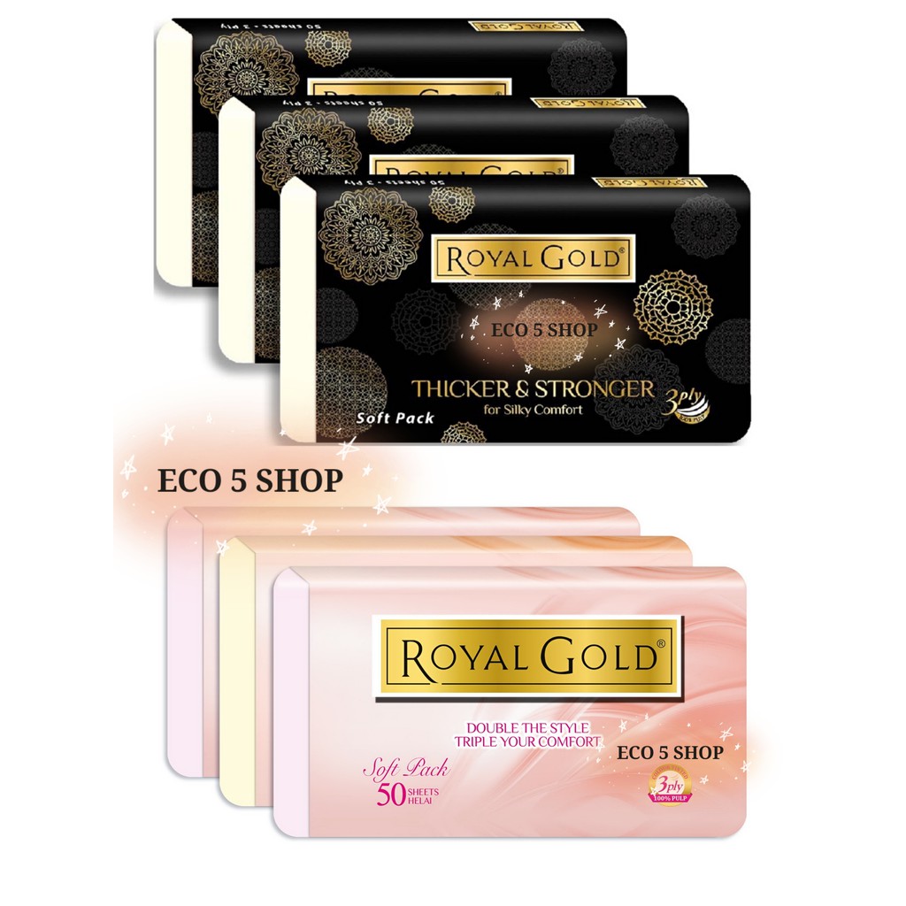 Royal Gold Luxurious White/Twin Tone Soft Pack Tissue 3Ply (3x50s ...