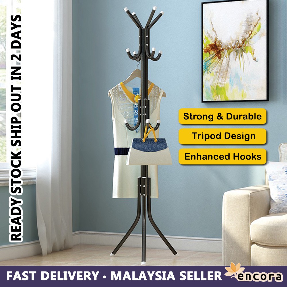 Encora 12 Hooks Steel Standing Coat Hanging Rack Rak Penyangkut Baju ...