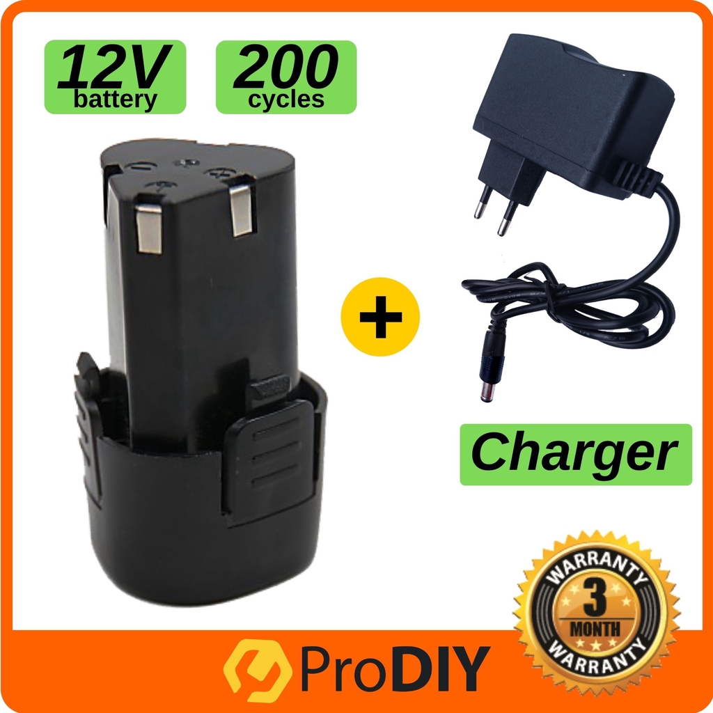 Cordless Drill Rechargeable Battery 200 Cycles Fit 12v Prodiy Charger