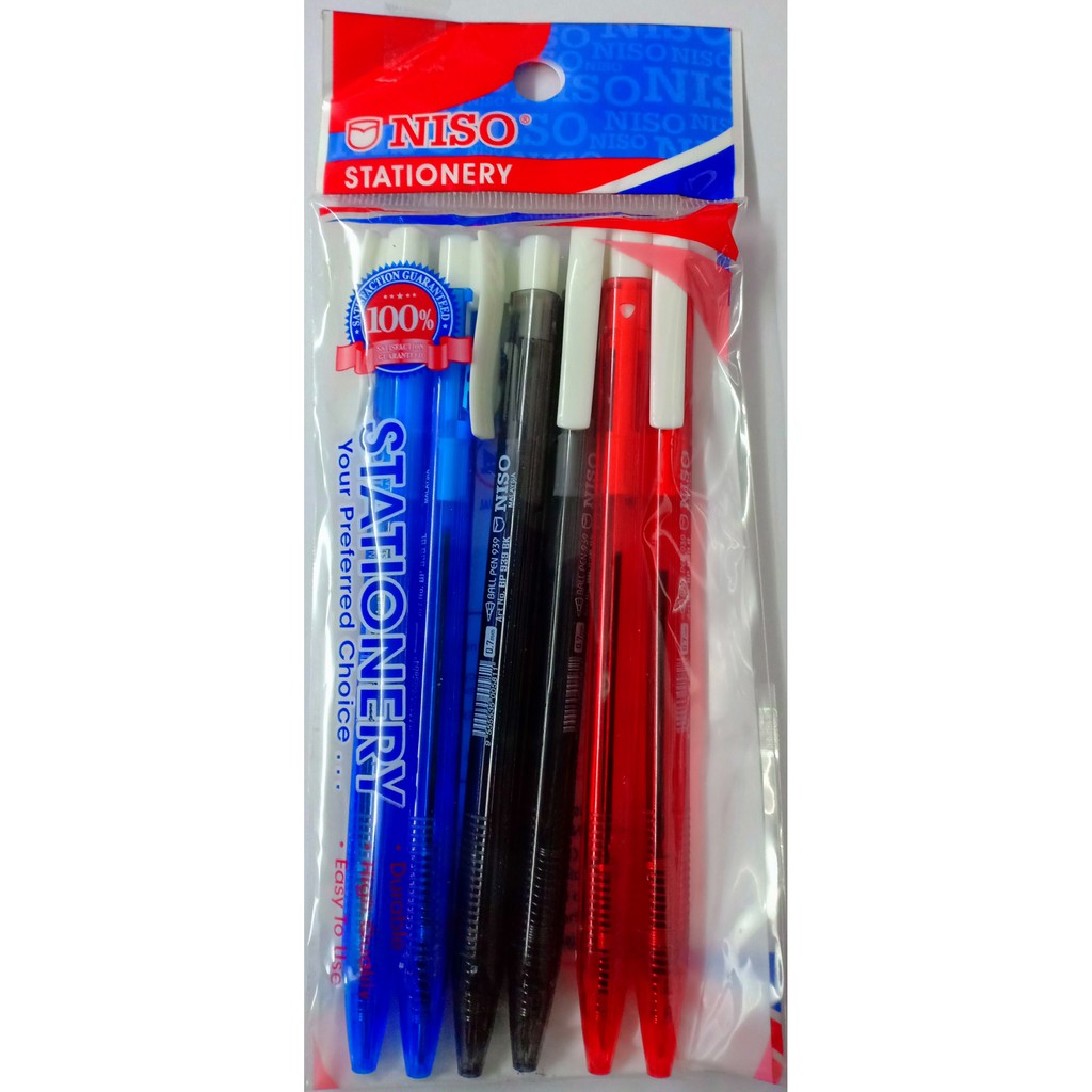 Niso Ball Pen 0.7mm Mix Colour (6pcs / 1 pkt ) | Shopee Malaysia