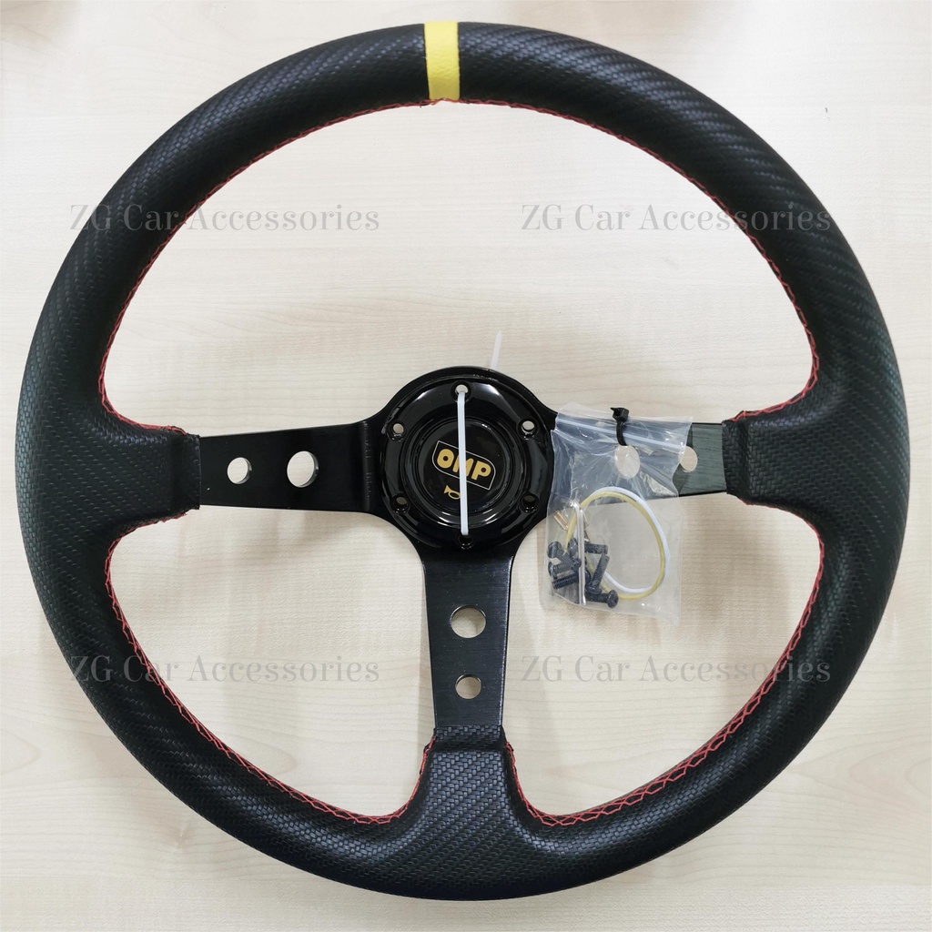 Universal OMP 14 inch 350mm Car Racing Steer Wheel Deep Dish Suede Sport Steering Wheel | Shopee ...