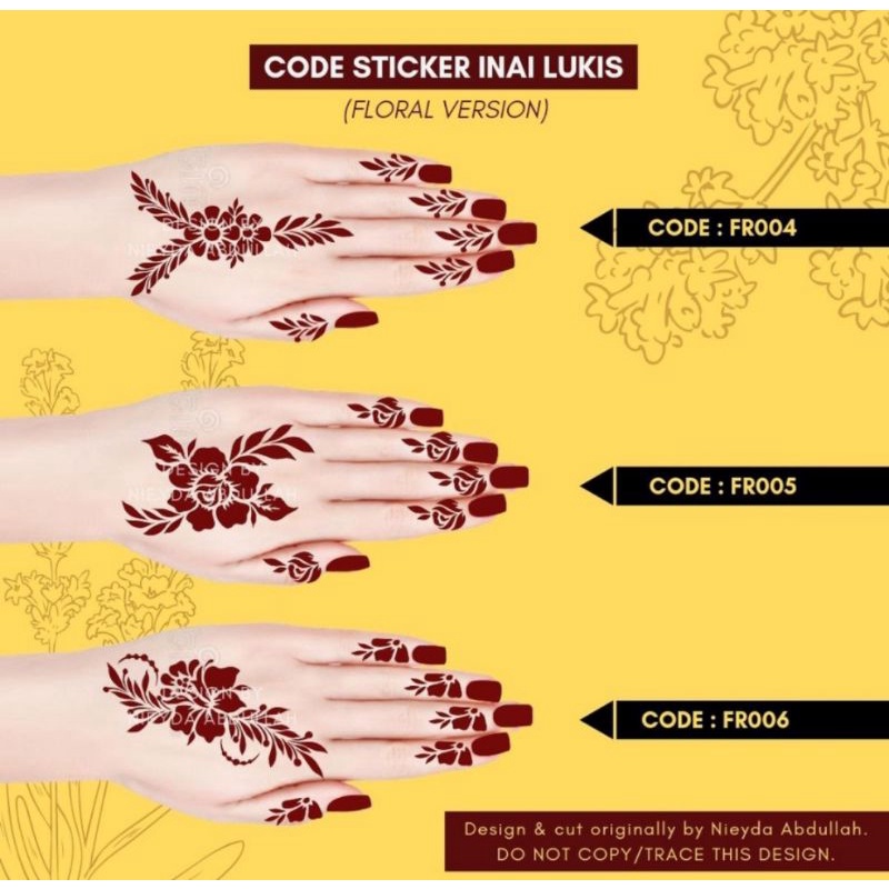 Sticker Inai Murah Stiker Henna Mehndi Nikah Pengantin Tunang Raya New ...