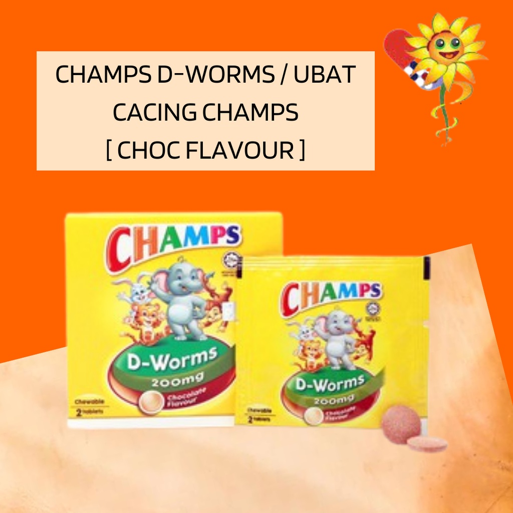Ubat Cacing D-Worms Chewable Tablet Chocolate Flavour 2s [ EXP : 12/24 ...