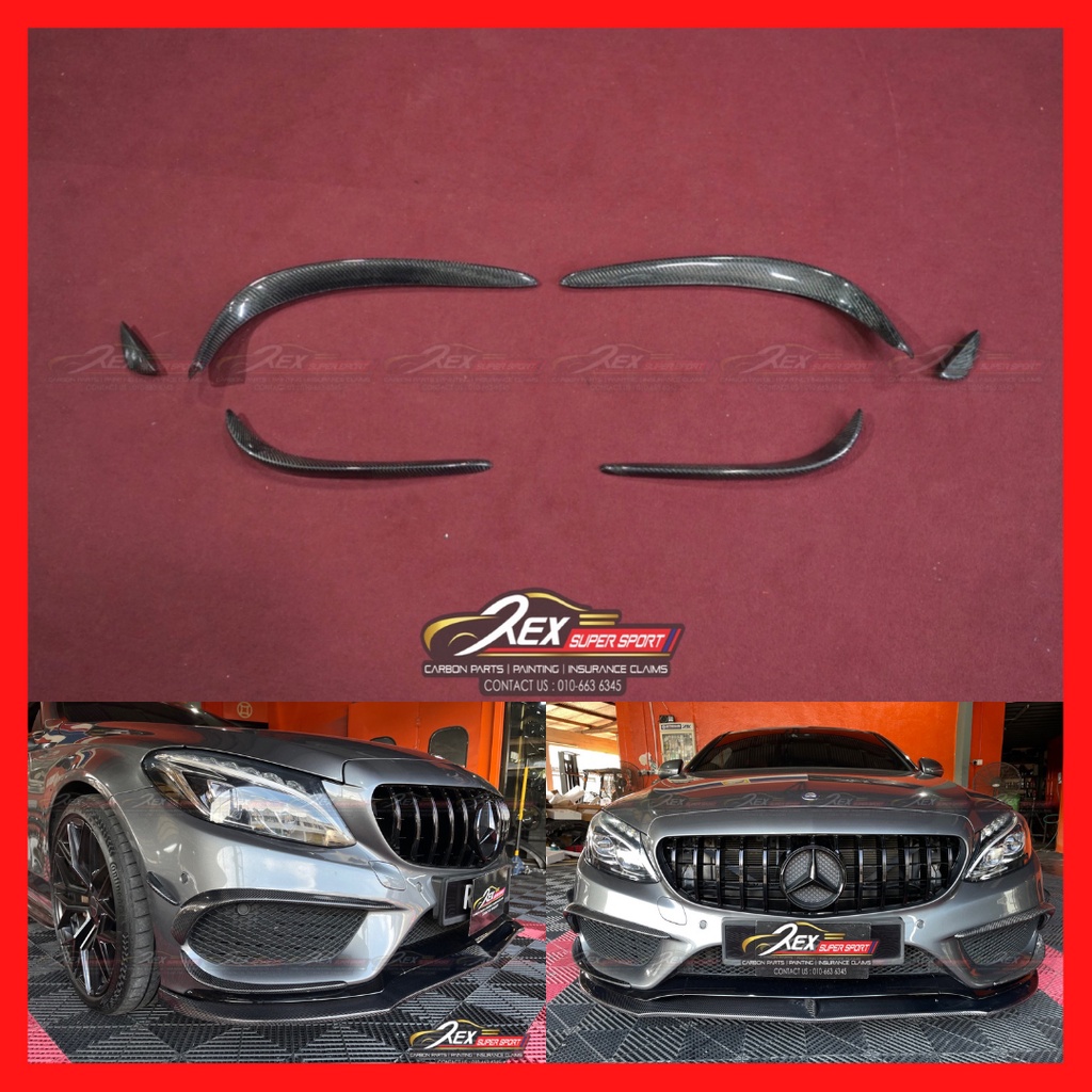 Mercedes Benz C-CLASS W205 C250 AMG Sedan / Coupe Front Bumper Canard ...