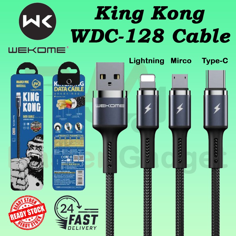 (Ready Stock) WK King Kong WDC-128 Cable Enjoy Version -Lighthingg/ Micro USB/ Type -C 3A Fast ...