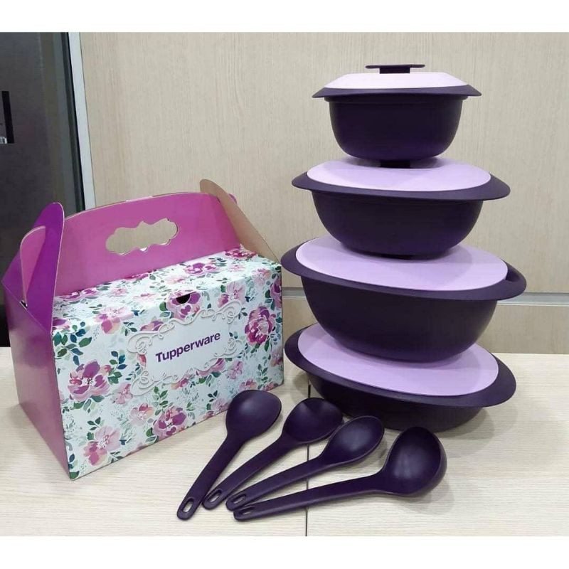 Tupperware Purple Royale Serveware Set (4pcs) | Shopee Malaysia