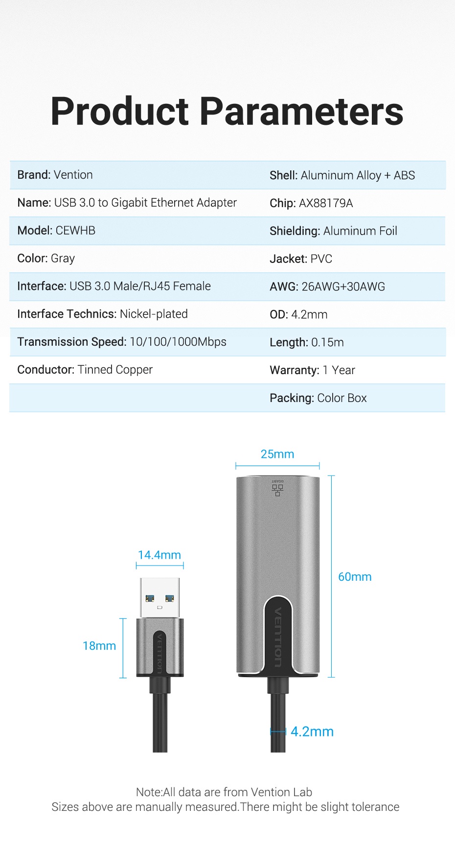 Vention USB 3.0 Network Card Adapter RJ45 Network Card 1000Mbps For ...