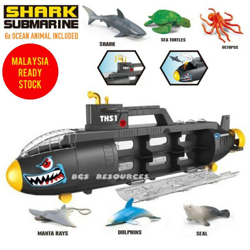 SUBMARINE TOYS OCEAN ANIMALS FIGURE SHARK SUBMARINE STORAGE TOYS KIDS ...