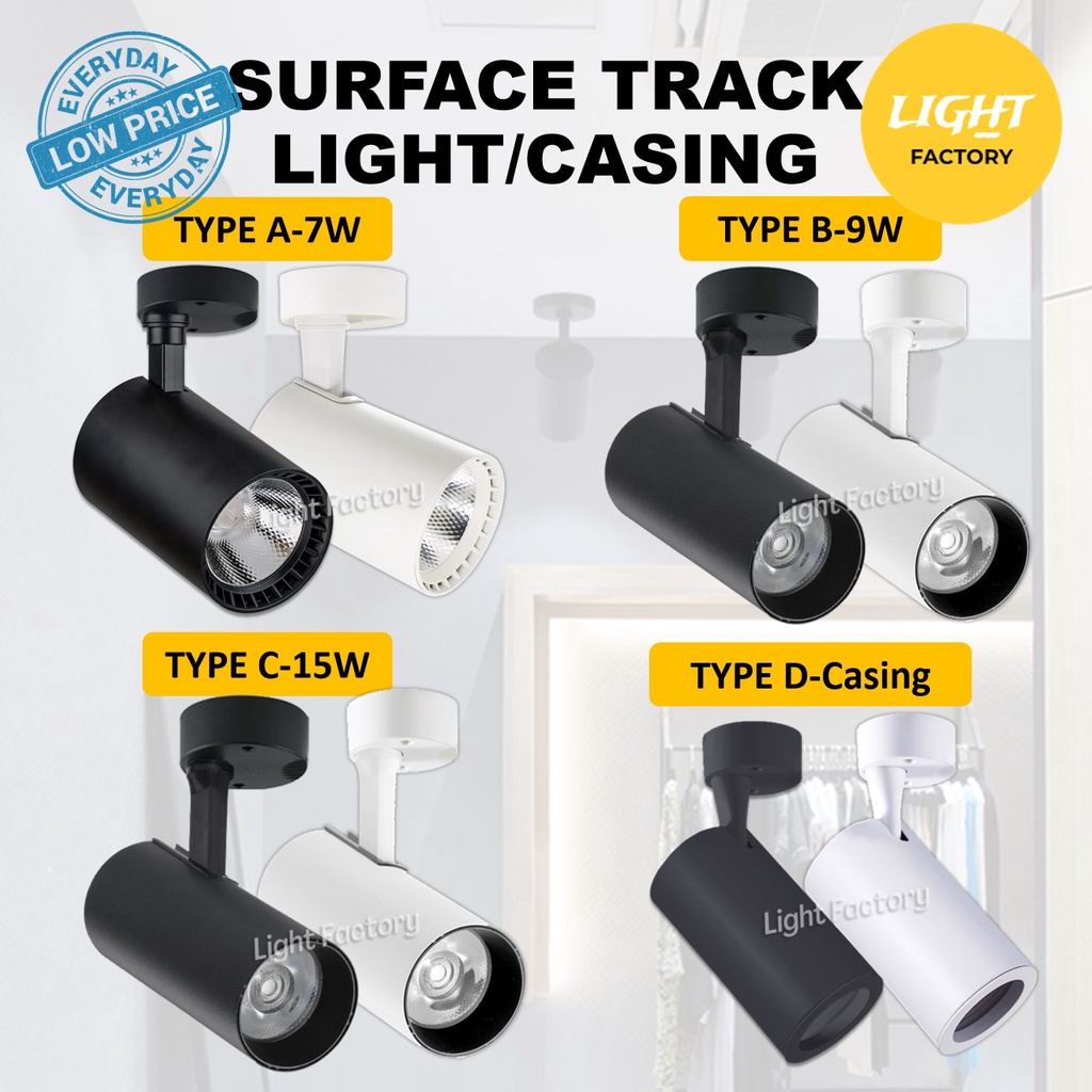 Modern Surface LED Track Light 7W 9W 15W Black/White Spotlight Daylight ...