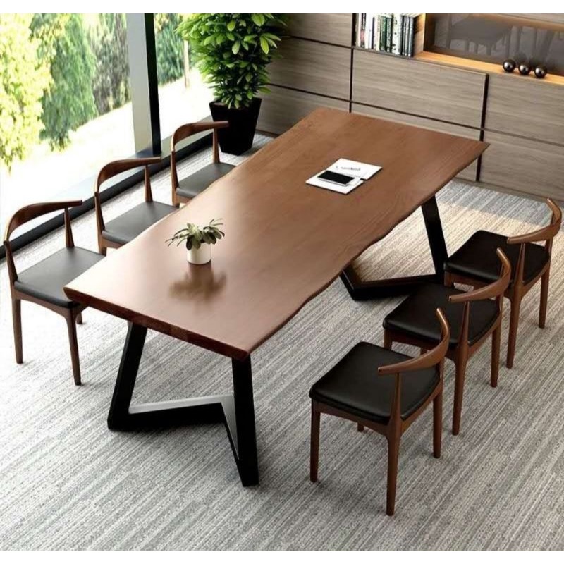 Solid wood desk Large board long table Simple conference table Home ...