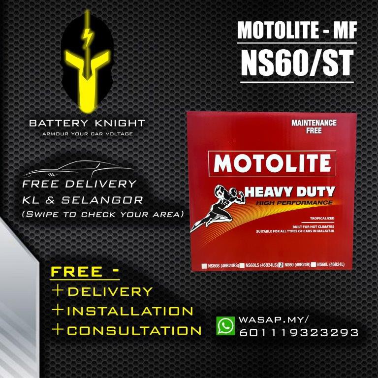 NS60 NS60S Motolite MF Bateri Kereta Car Battery Honda Proton Toyota ...