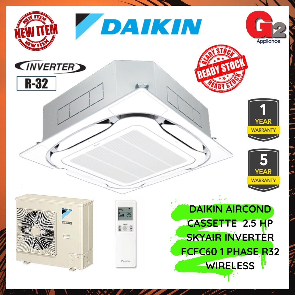 DAIKIN大金--天花板冷气机 (AUTHORISED DEALER) AIRCOND CEILING CASSETTE 2.5HP R32 ...