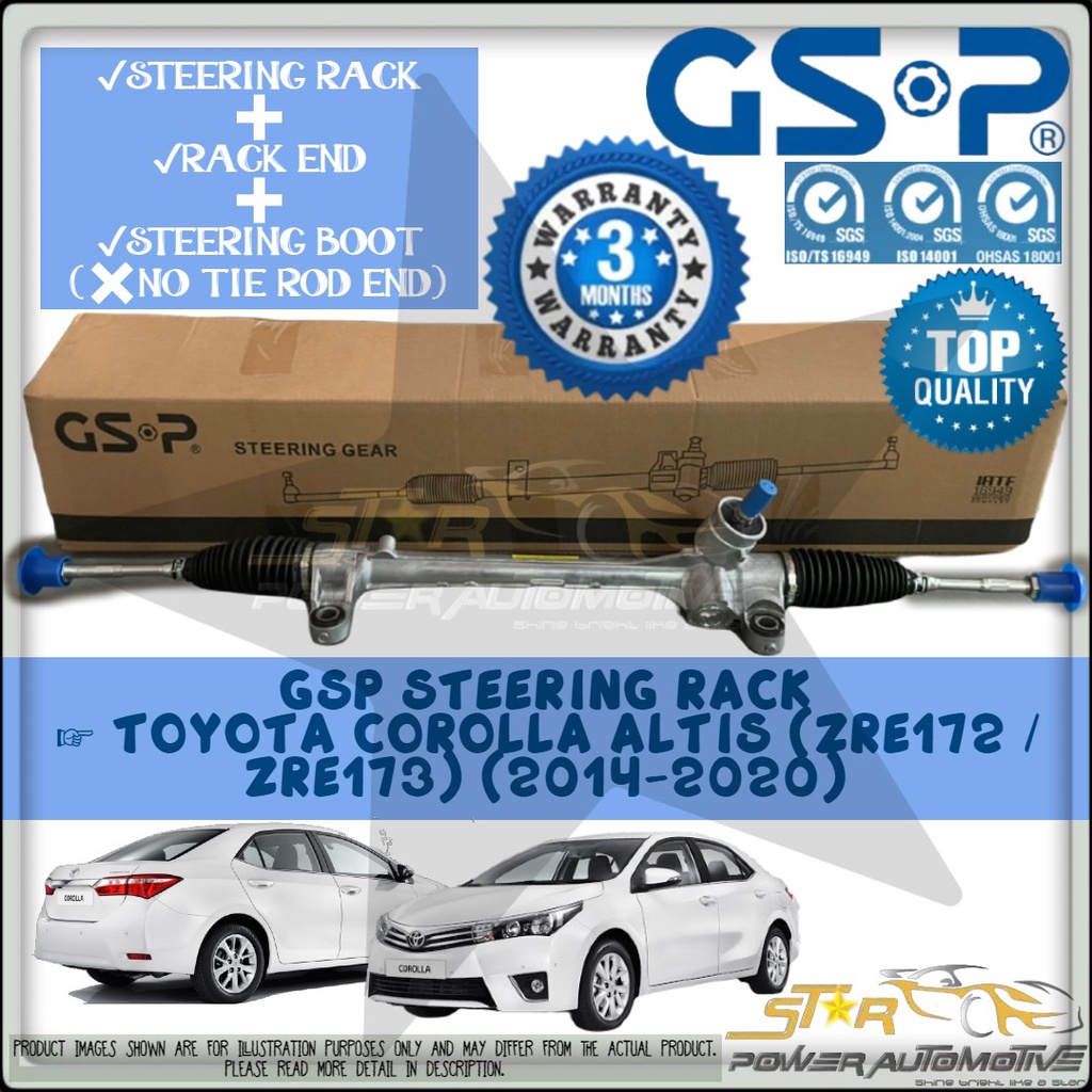 GSP Toyota Corolla Altis ZRE172 ZRE173 (2014-2020) Power Steering Gear ...