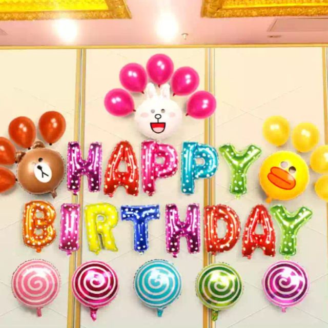 Happy Birthday Balloon Cony & friends Party Set [READY STOCK] | Shopee ...