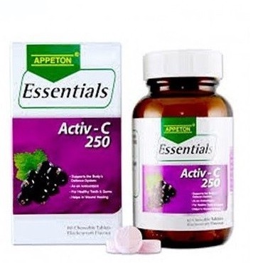 Appeton Essentials Activ-c 250 60s chewable tablet Blackcurrant flavour ...