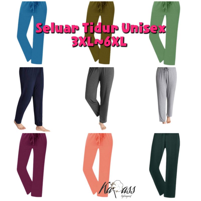 (SIZE 3XL 4XL 5XL 6XL) KAPASS Seluar Tidur Panjang Dewasa Plus Size | Unisex Loose Long Pant ...