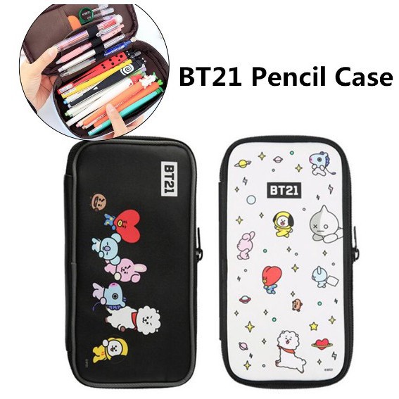 BTS BT21 Pencil Bag PU Large Capacity Pencil Case Students | Shopee ...