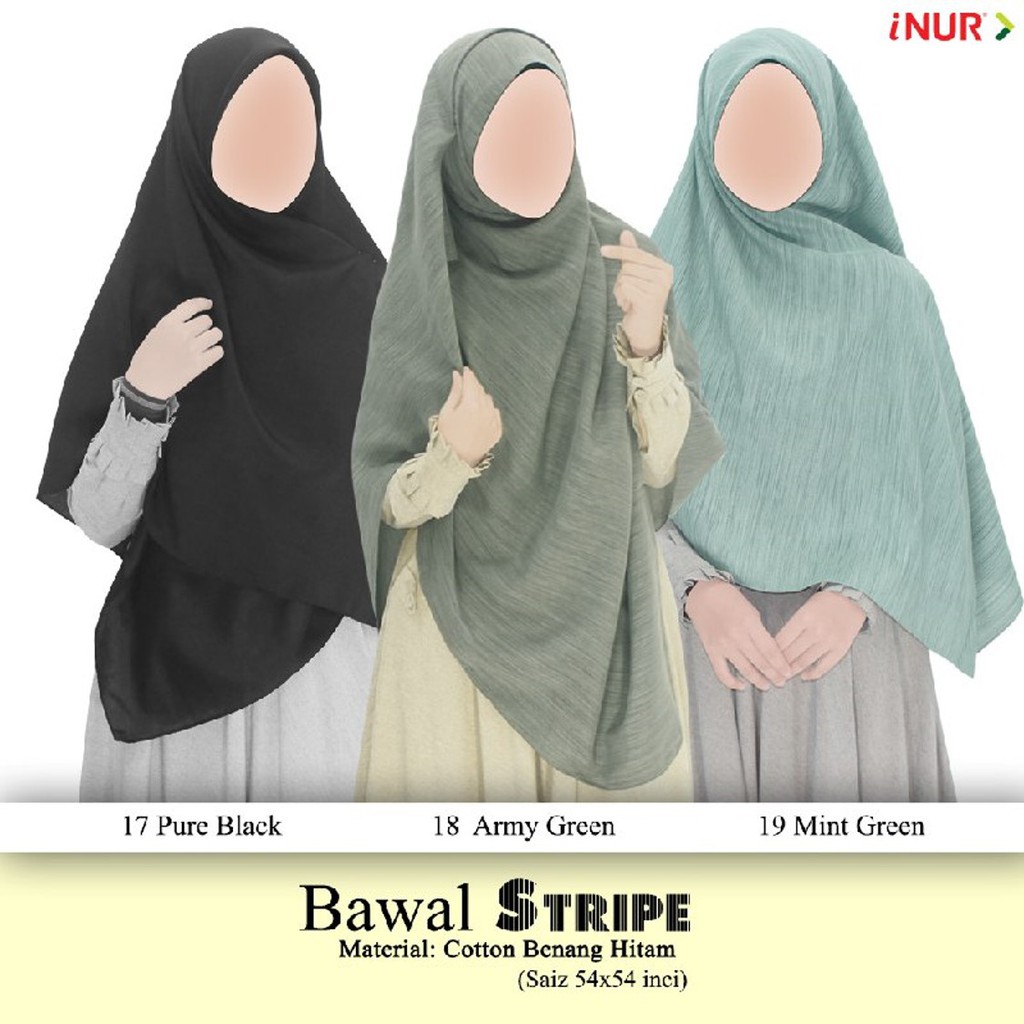 Bawal labuh/tudung bawal labuh/bawal raya-STRIPE benang hitam | Shopee ...