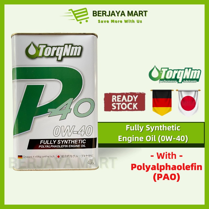 (READY STOCK) TORQNM Fully Synthetic PAO 0W-40 Engine Oil (4Litre ...