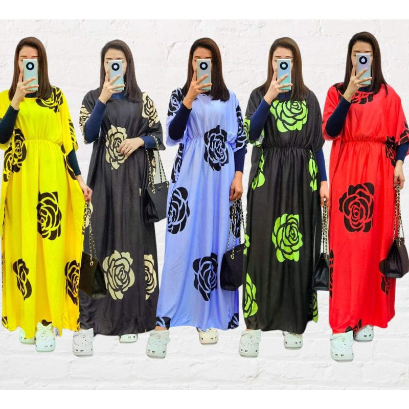 kaftan bunga viral baju kelawar muslimah long dress baju jalan dress ...