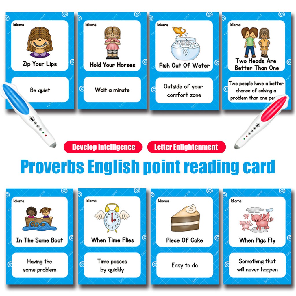 English Idioms Flash Card Leaning Picture Cards Activities Educational ...