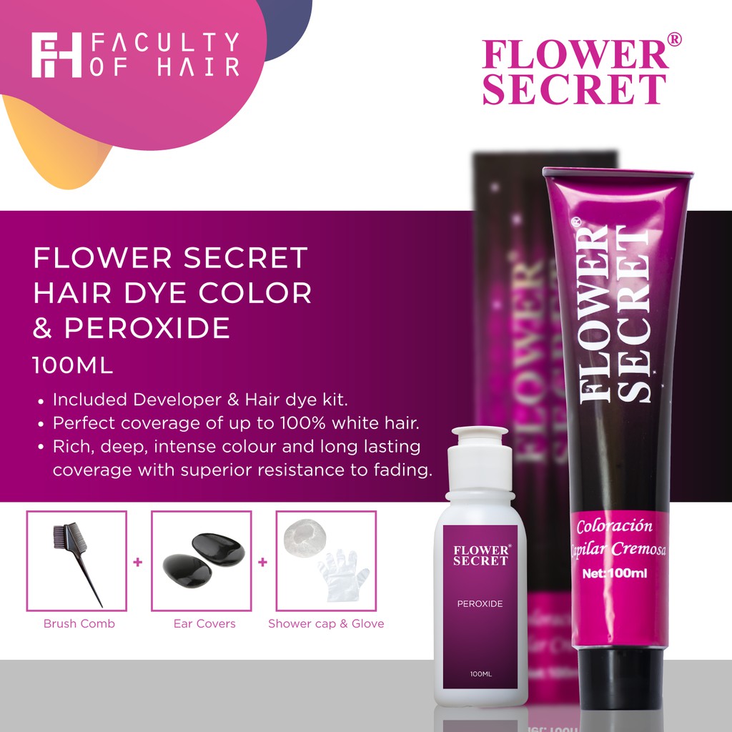 Flower Secret Hair Dye Color with Developer & Hair Dye Kit (100ml ...