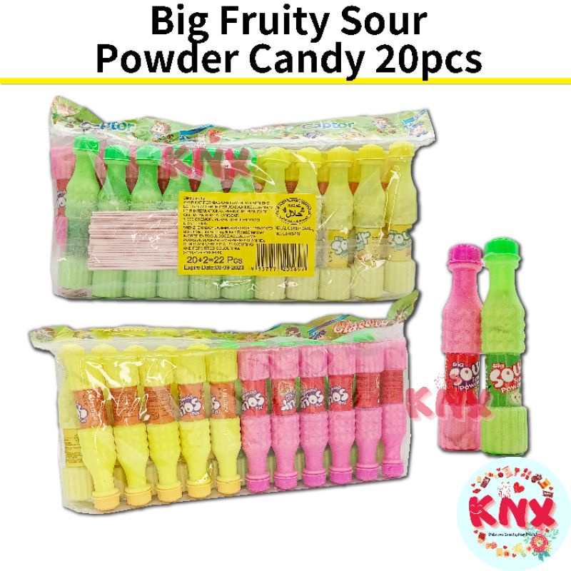 22 Pcs Big Sour Fruit Powder Candy Bottle HALAL (LOCAL READY STOCKS) | Shopee Malaysia