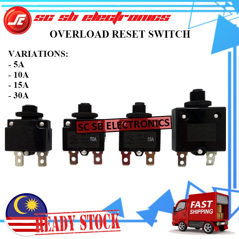 250VAC OVERLOAD RESET SWITCH THERMAL SWITCH - 5A / 10A / 15A / 20A ...