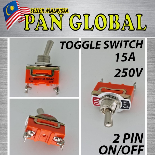 ON/OFF 2 Pin 15A 250VAC 2 / 3 Positions Panel Mount Toggle Switch ...