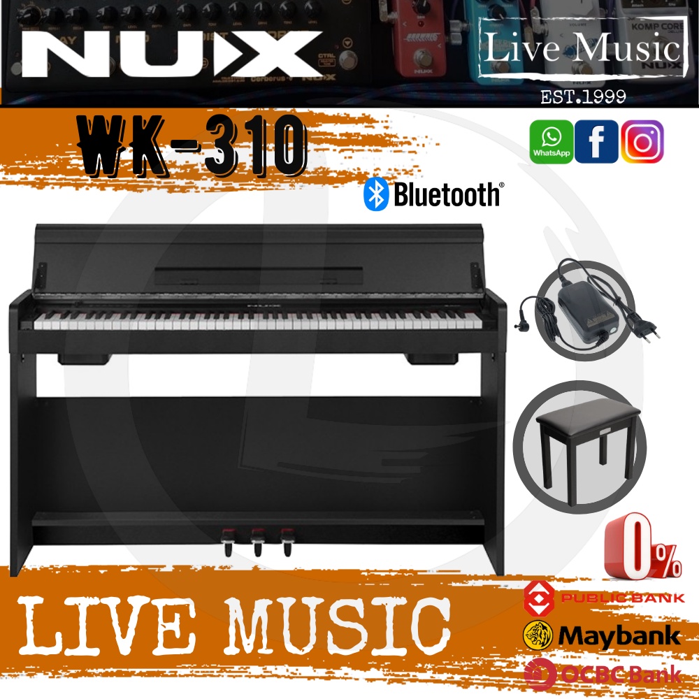 Nux WK-310 88-Key Graded Hammer Action Digital Piano With Piano Bench ...