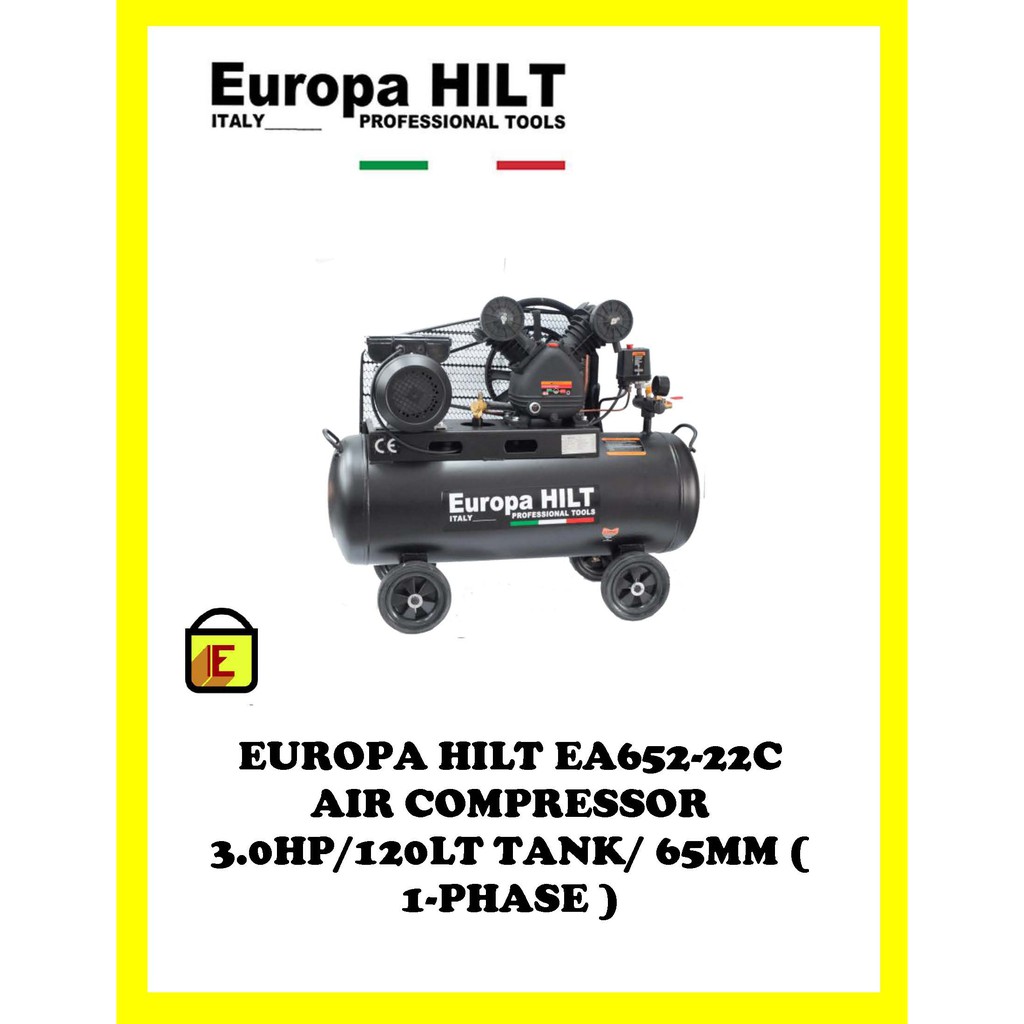 EUROPA HILT EA652-22C AIR COMPRESSOR 3.0HP/120LT TANK/ 65MM ( 1-PHASE ) | Shopee Malaysia