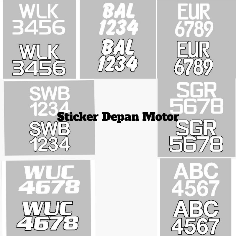 NUMBER PLATE MOTOR STICKER DEPAN (FONT SIZE BOLEH CUSTOM) | Shopee Malaysia