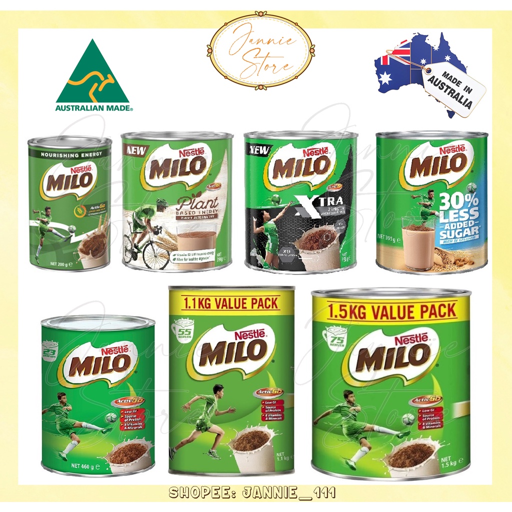 MILO Australia💚 (30% Less Added Sugar 395G, Xtra 395G, Plant Based 39G ...