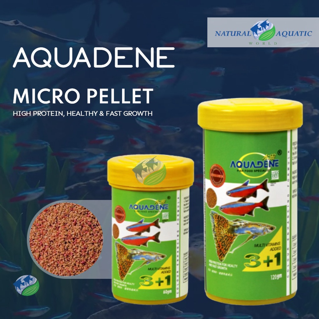 Aquadene Micro Pellet (60g /120g) Fish food, Guppy food, Cardinal food ...