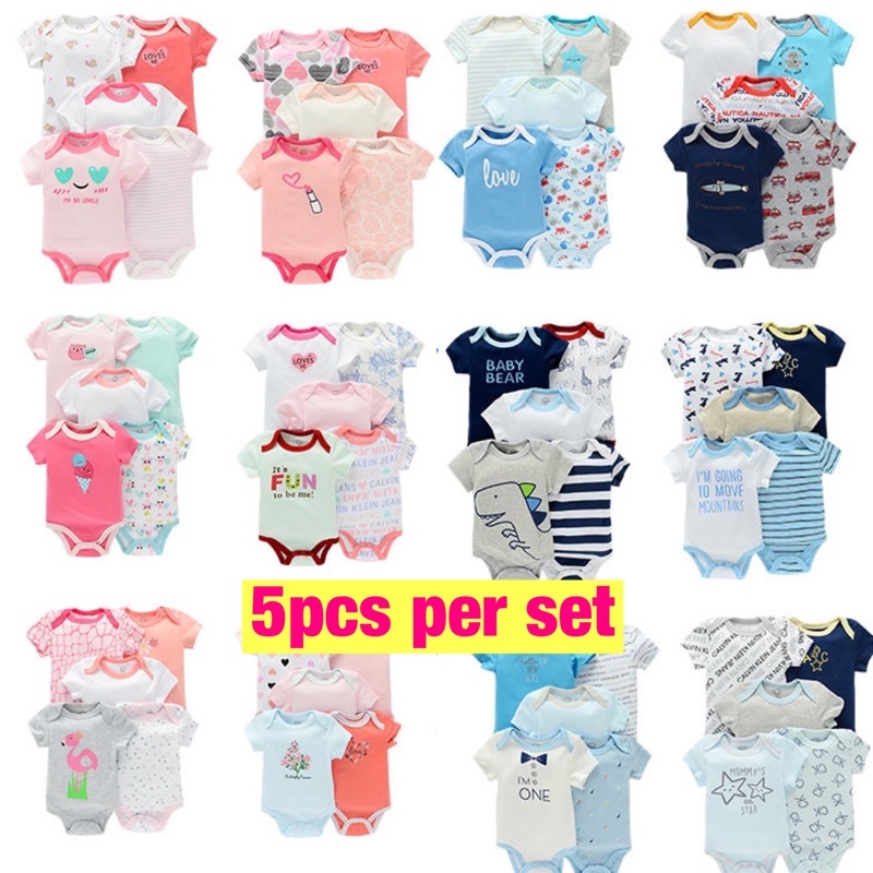 Readystock baby romper 5pcs jumpsuit baju baby newborn | Shopee Malaysia