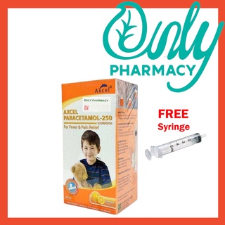 Axcel Paracetamol 250mg Syrup 90ml FREE Syringe (Included inside the ...